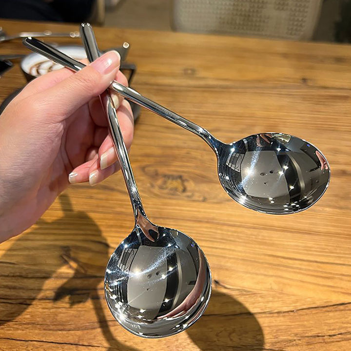 Stainless Steel Large Square Kitchen Spoon Flat-bottomed Rice Soup ...