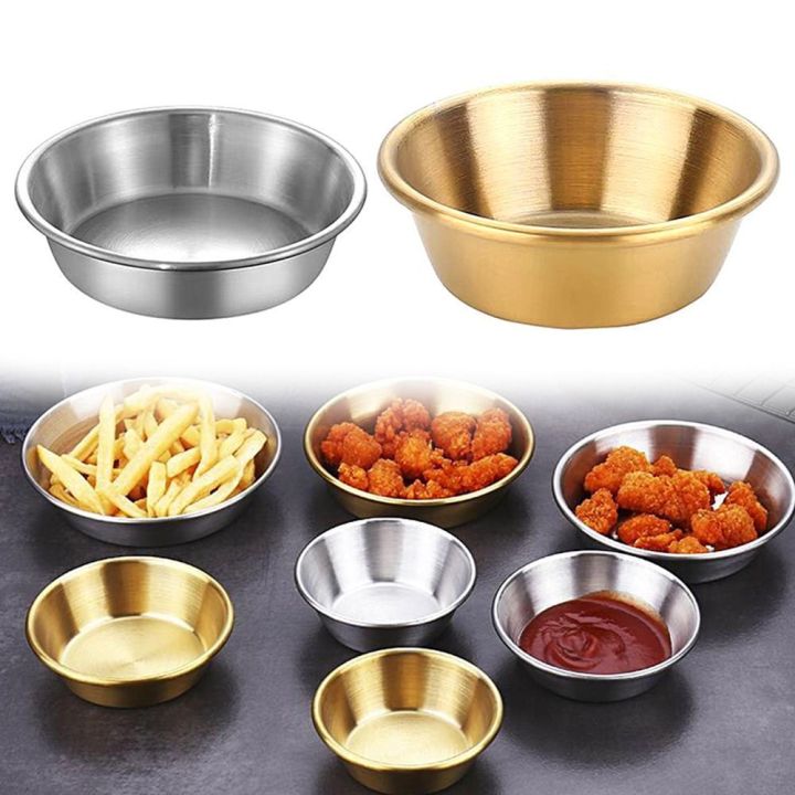 1Pcs Round Sushi Dipping Sauce Dishes 304 Stainless Steel Bowl Sauce ...