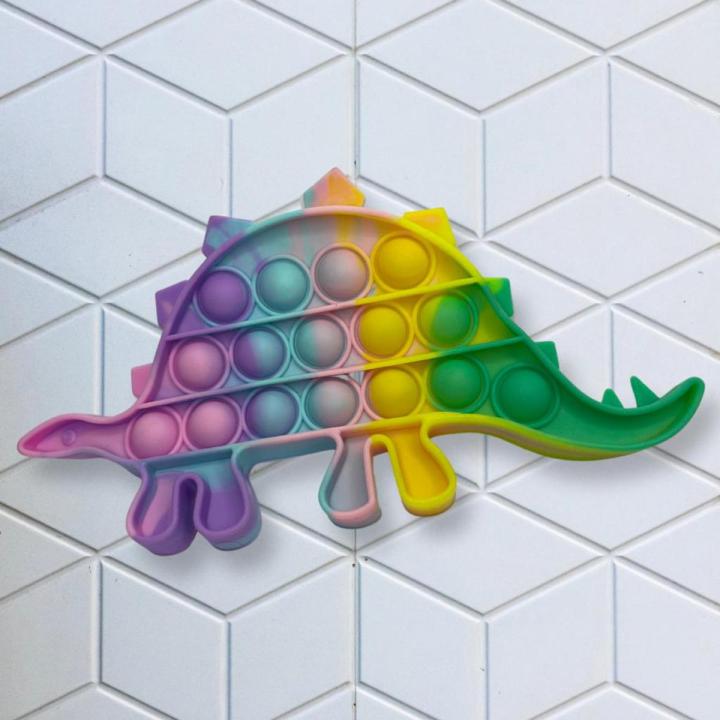 Rainbow Dinosaur Pop It Fidget Toys for Boys Girls Silicone Pop Bubble ...