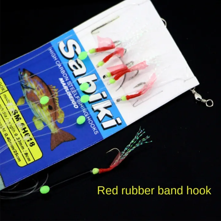 6pcs Durable Luminous Bean Sabiki String Hook Rig Artificial Rubber ...