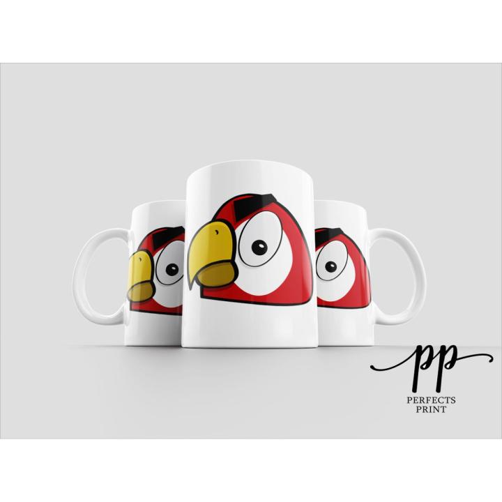 Premium Printing Quality Mug showing a close-up of the face of an angry ...