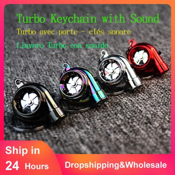 Car Turbo Keychain Metal Keyring Sound Turbo Key Sleeve Bearing ...
