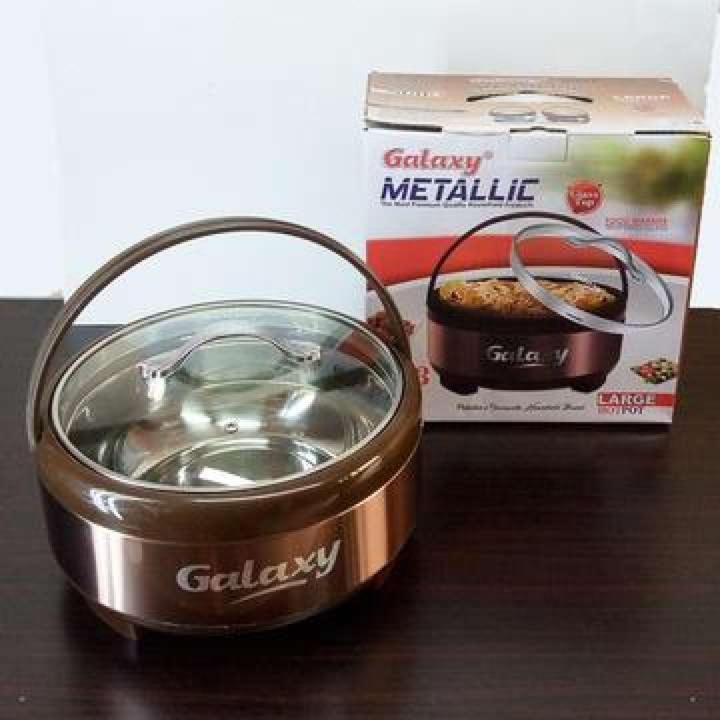 GALAXY LARGE-SIZE STAINLESS STEEL ROTI HOT-POT WITH GLASS LID | Daraz.pk