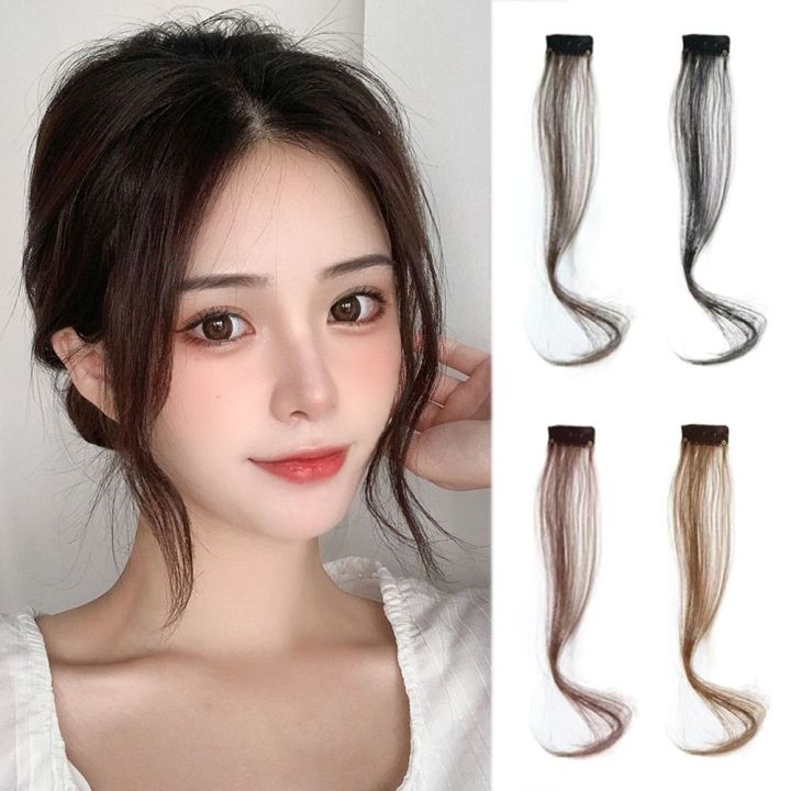 Natural Long Fake Bangs Curly Hair Extensions Synthetic Hair Bangs ...