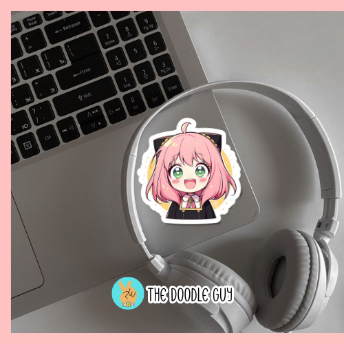 Cute Anime Girl D-Cut Sticker Pack of 5 – Aesthetic Laptop & Notebook ...