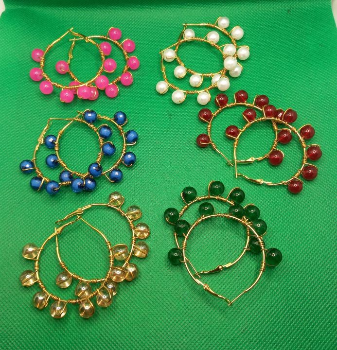 Hoop earrings with beautiful 6 multiple trendy colors for Women and ...