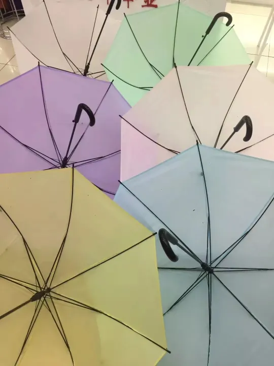 PVC Windproof Rainbow Colorful Umbrella Long Handle Straight Automatic ...