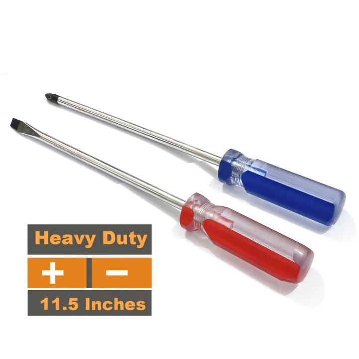 Heavy Duty 2 pcs Screwdriver 11.5 inches long Screw Driver ( + - ) Long ...
