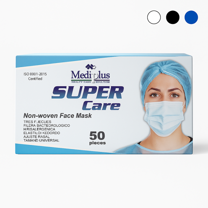 PACK OF 50 Disposable Face Mask | Blue BLACK WHITE | Surgical Mask | 3 ...