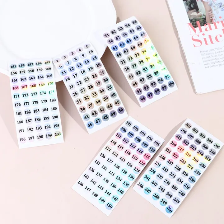1-250 Laser Number Label Stickers Nail Polish Lipstick Color Tags ...