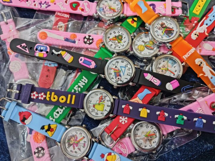 Kids Cartoon Watch Random Colors- Silicone Straps Multi Colors | Daraz.pk