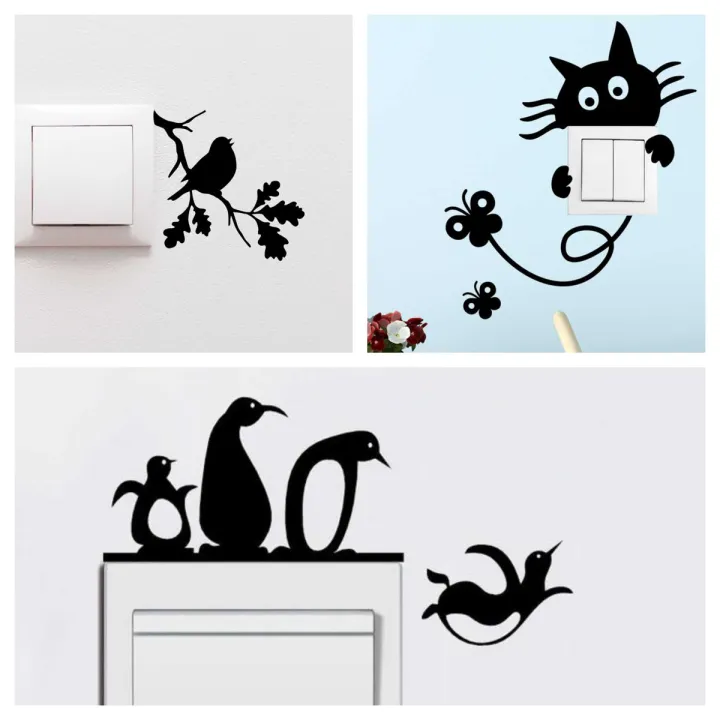 Pack of 3 Home Decor Switchboard Cartoon Stickers, Fun and Creative ...