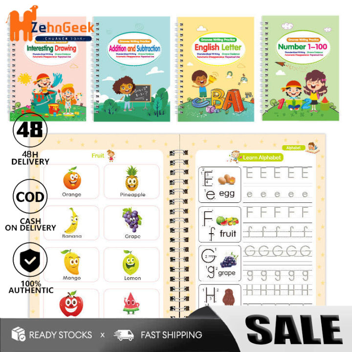 Magic Groove Practice Copybook Set for Kids (Ages 3-7) – Reusable ...