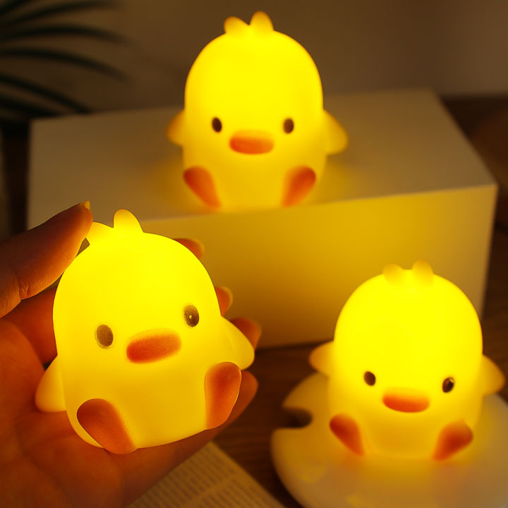 Cartoon Duck Night Light Built-in Battery Cute Night Lamp Little Yellow ...