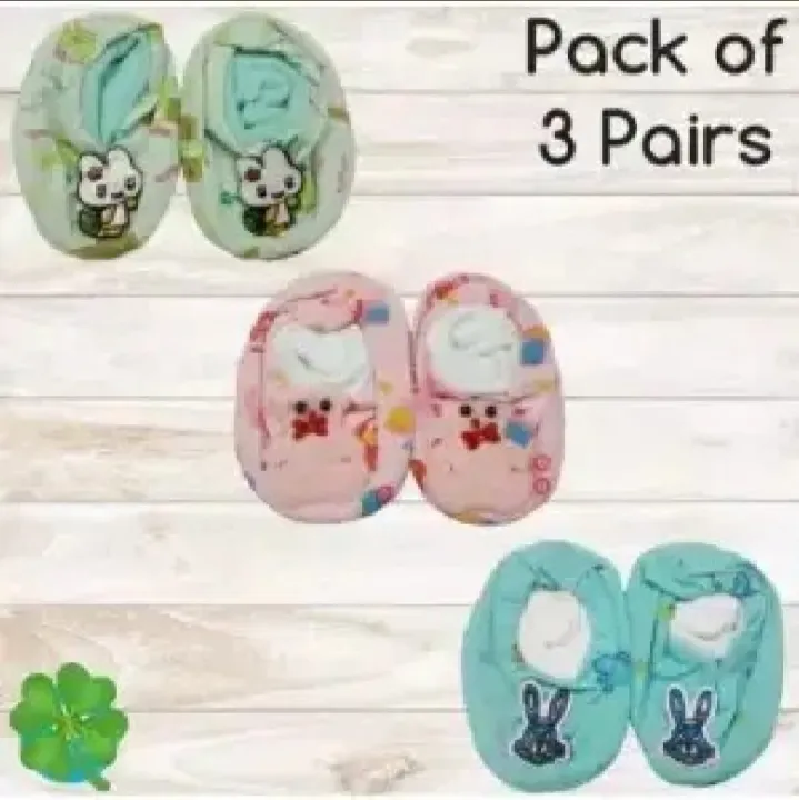 GP (Pack of 3 Pairs) Booties for New Born[RANDOM COLOUR+RANDOM DESIGNS ...