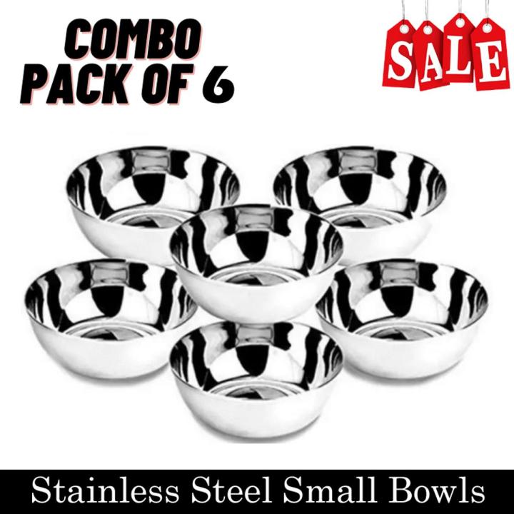 Pack of 6 Steel Piece Mini Pyali Set Small Bowls for Mulit purpose use ...