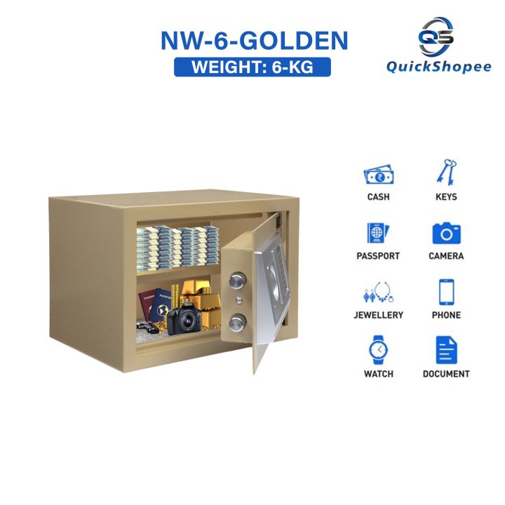 DIGITAL SECURITY LOCKER FOR HOME AND OFFICE USE NW-6-KG-Golden | Daraz.pk