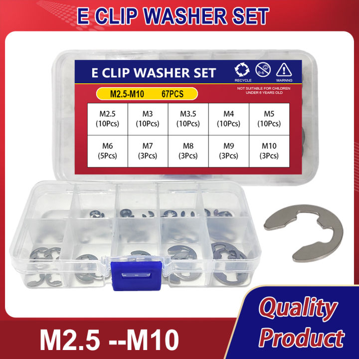 304 Stainless Steel E Clip Washer Circlip Assortment Kit External ...