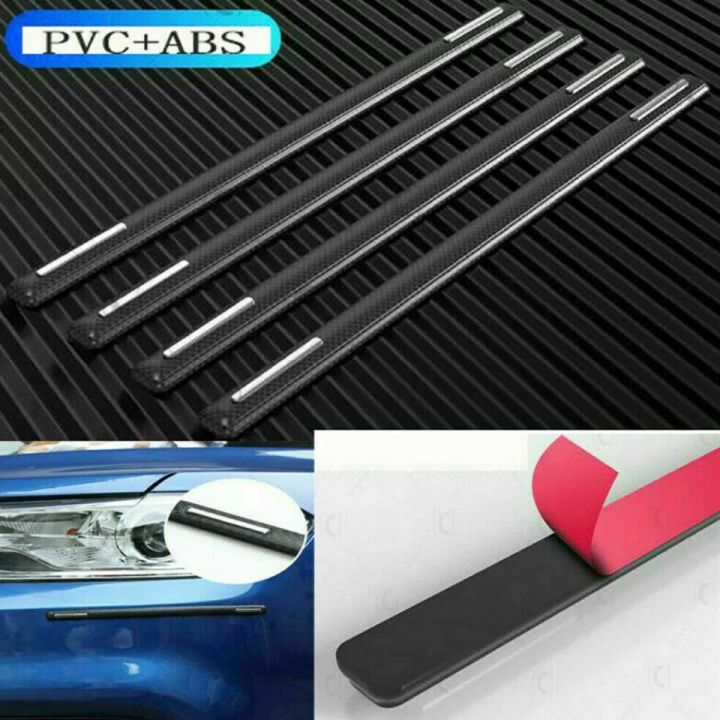 4Pcs Car Bumper Protector Strips | Black Carbon Fiber Anti-Scratch ...