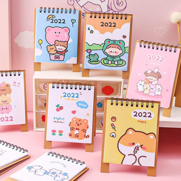 Cute Cartoon Calendar Kawaii Bear Desktop Paper Mini Calendar Daily ...