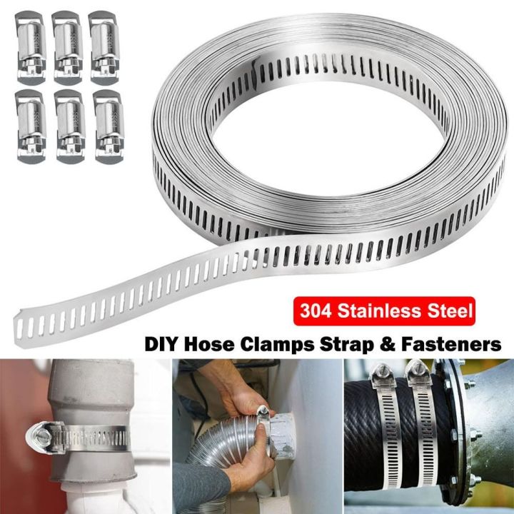 New 304 Stainless Steel Hose Clamps Adjustable Large Worm Gear Clip DIY ...