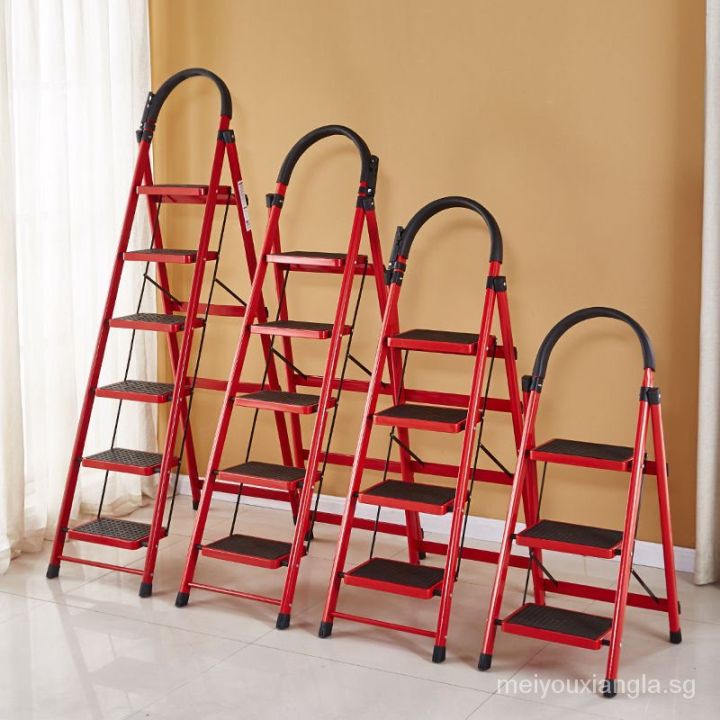 2,3,4,5 & 6 Steps Multi Level Folding Ladder - Red | Daraz.pk