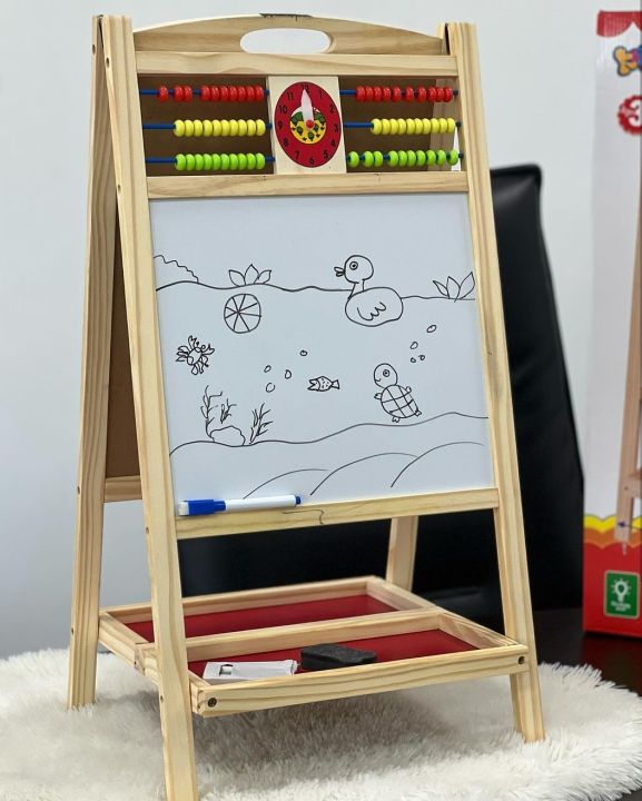 WOODEN DOUBLE SIDED LEARNING AND DRAWING BOARD WITH EASELS & ALPHABETS FOR KIDS | Daraz.pk
