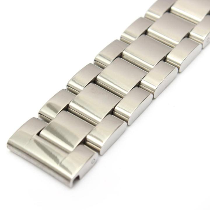 Stainless Steel Bracelet Watch Band Strap Double Clasp Solid Links Silver 20mm | Daraz.pk
