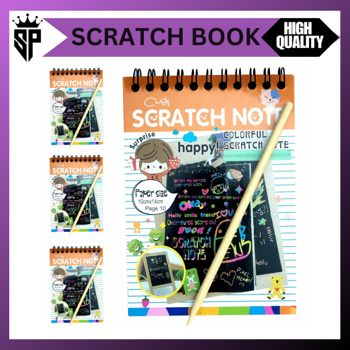 SP Dealz Small Size Kid's Scratch Book 10-Pages Colorful Scratch Paper Note, DIY Art Book with ...