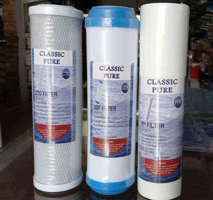 Water Filter Cartridges replacement Set of 3 (PPF, CTO, UDF) for RO ...