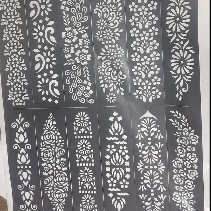 Pack of 12 Mehndi Henna Bail Design Stickers Stencils | Daraz.pk