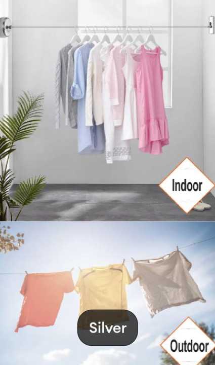 Wall Mounted Drying String Retractable Clothesline Heavy Duty Rope 4.2M ...