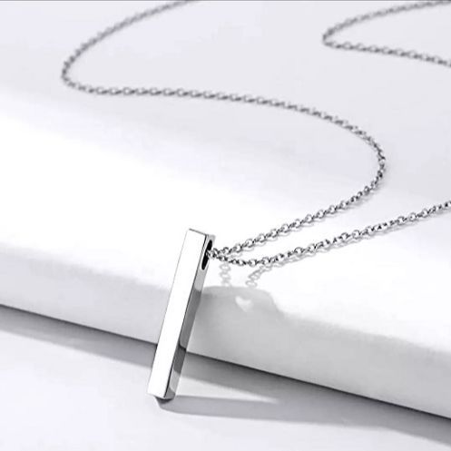 Silver Never Fade Stainless Bar Locket Necklace Pendant for Boys & Men ...