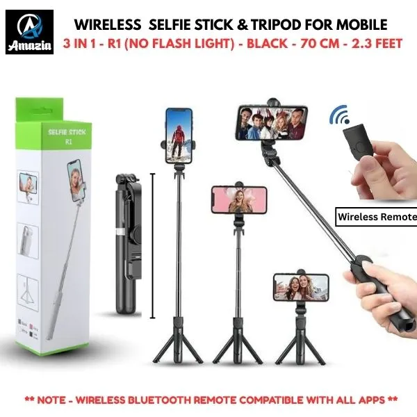 (Original Quality) R1S 70cm Selfie Stick Vlogging Kit - Rechargeable ...