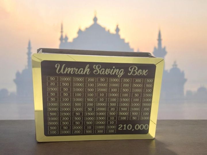 Umrah Saving Box - Wooden Umrah Saving Box - 280 Days Savings Plan ...