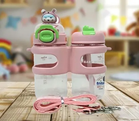 Baby Twin Water Sipper Bottle 2pcs | 500ml x2 Dual Compartment Bottles ...