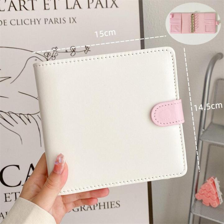 A7 Square Zip Macaron Pink PU Leather DIY Binder Notebook Cover Diary ...