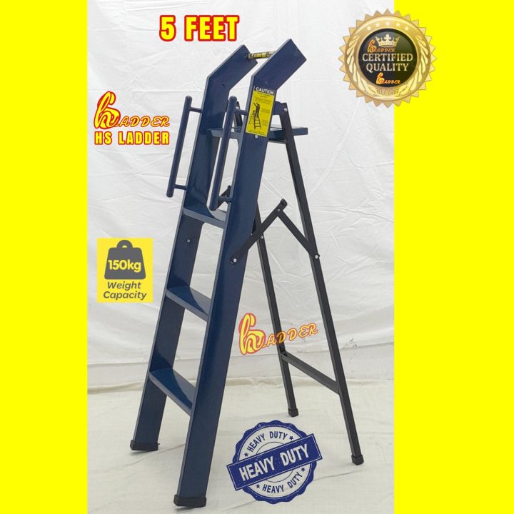 Iron Folding Ladder 5 Feet Plateform _Side Handle Attach Ladder | Daraz.pk