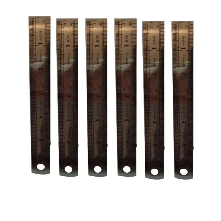 6" Inch Steel Scale Ruler (6 Pcs) | Daraz.pk