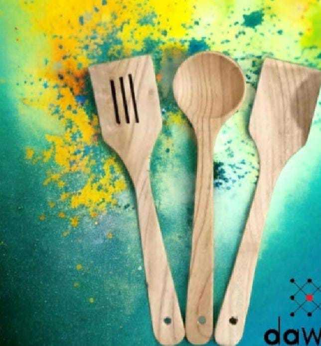 Pack of 3 - Pieces Wooden Spoon Set | Nonstick Kitchen Bamboo Cooking ...