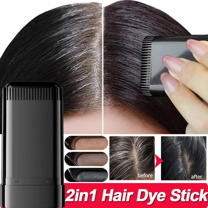 ZEBF--2in1 Hair Dye Stick with Comb Black Brown Coffee Long Lasting ...