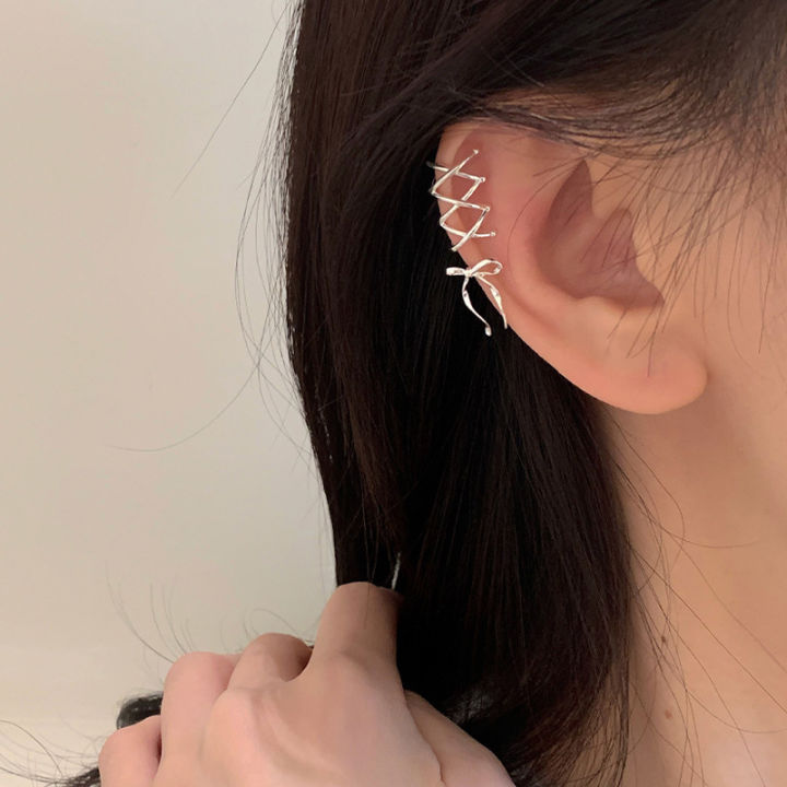 1Pair Fashion Exquisite Ribbon Bowknot Ear Clip Earrings For Women ...