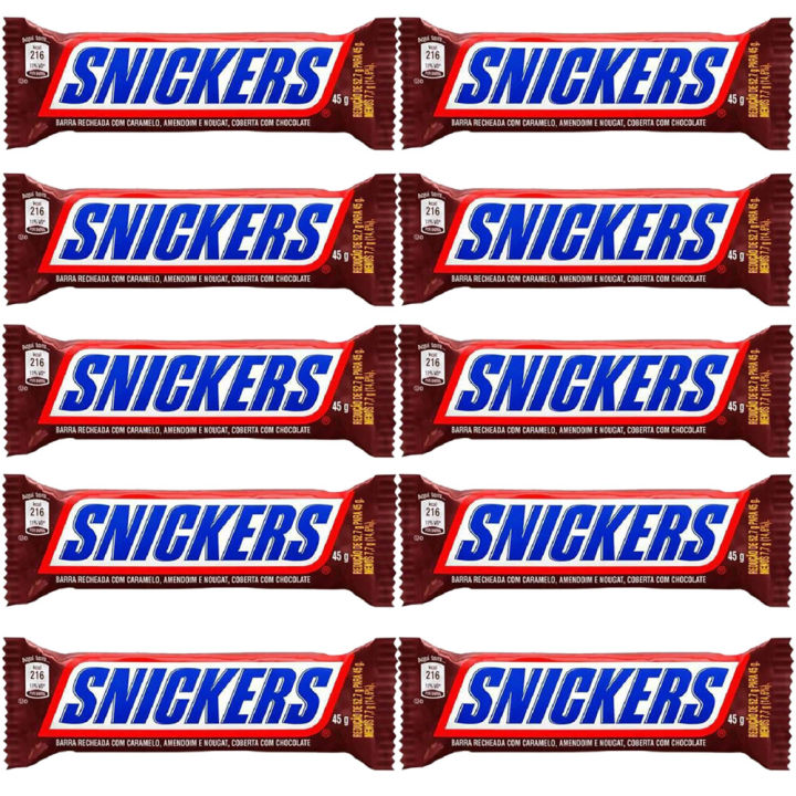 Snickers Chocolate Bar Original – Pack of 10 x 45g – Imported Energy ...