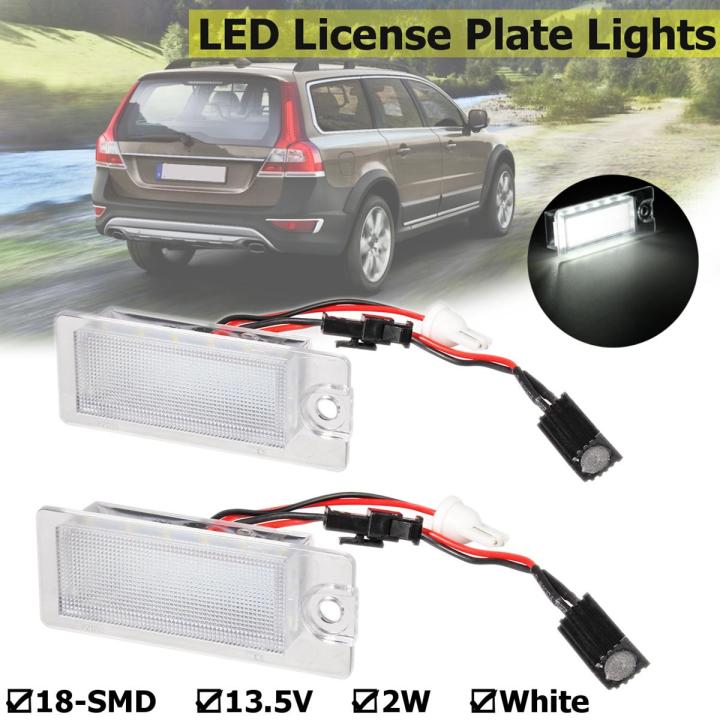 Pair 18-SMD White LED License Plate Lights Motors For Volvo S80 S60 ...