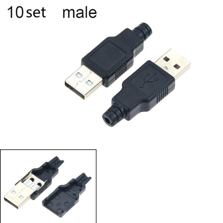 10set Type A Male Female USB 4 Pin Plug Socket Connector With Black ...