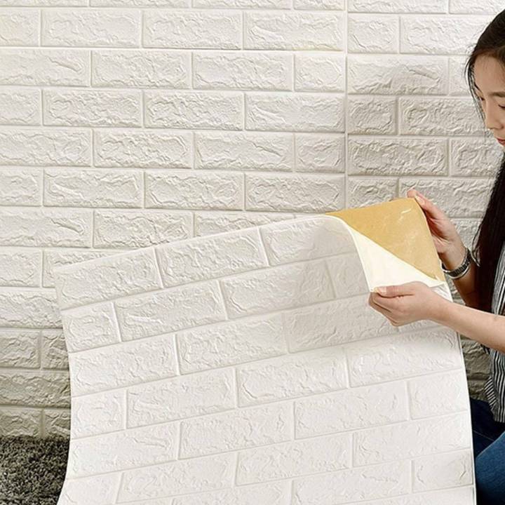 3D Brick Wallpaper Peel and Stick Panels, White Brick Textured Effect ...