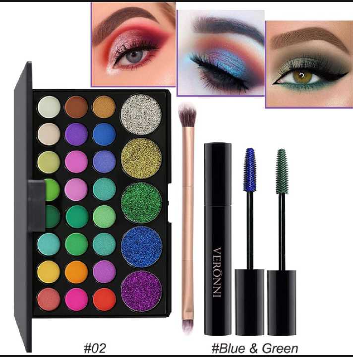 4pcs 29 Color Eyeshadow Palette with Mascara and Brush Earth Matte ...