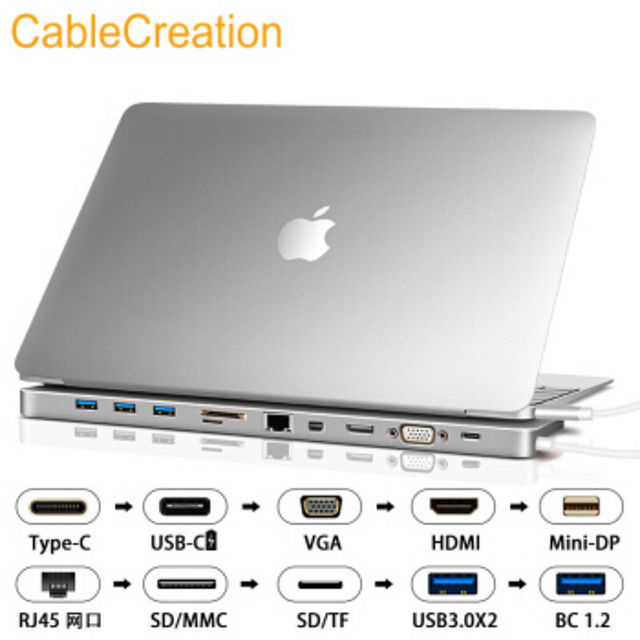 CableCreation 4K MULTI-FUNCTION 11-IN-1 USB Type C Docking Station ...