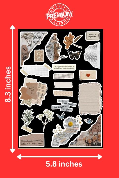 Black Sticker Sheet Aesthetic Journal Scrapbook Sticker Sheet - Uncut ...