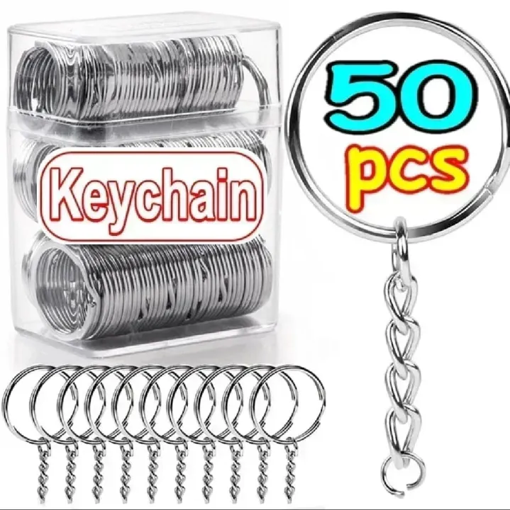 Key Rings with Chain and Open Jump Rings for Crafts - Bulk Metal Key ...